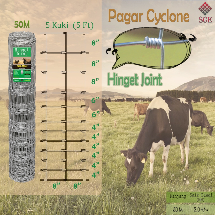Pagar Cyclone Fence Hinget Joint 5Kaki(5ft)Pagar Kambing Pagar Lembu ...