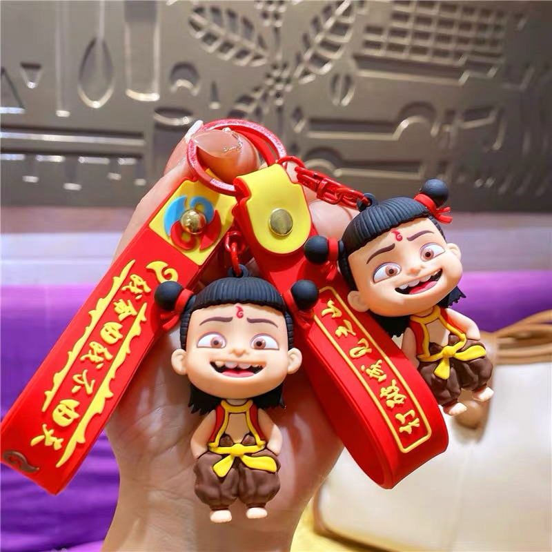 Ne Zha 2 Keychain Chinese Animation Cute Bag Pendant Ne Zha Cartoon ...