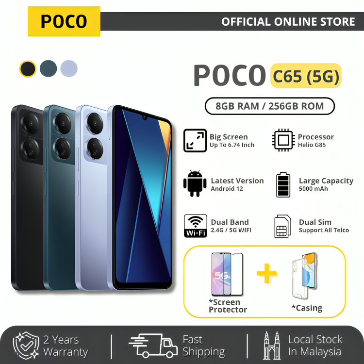 NEW POCO C65 Smartphone MediaTek Helio G85/50MP AI triple camera/5000mAh battery/90Hz 6.74 ...