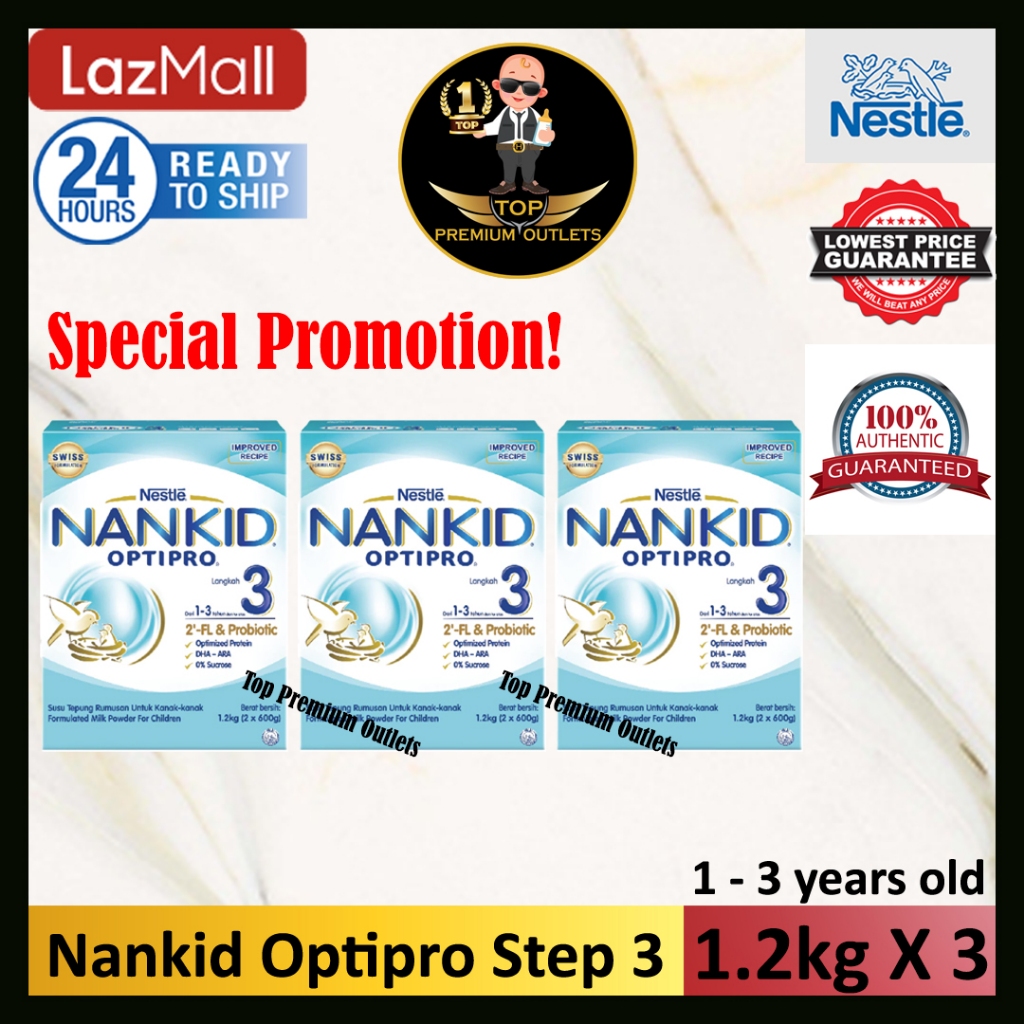 Nestle NANKID OPTIPRO Step 3 (1.2kg X 3) Exp: 04/2027 Nan (Newest Stock ...