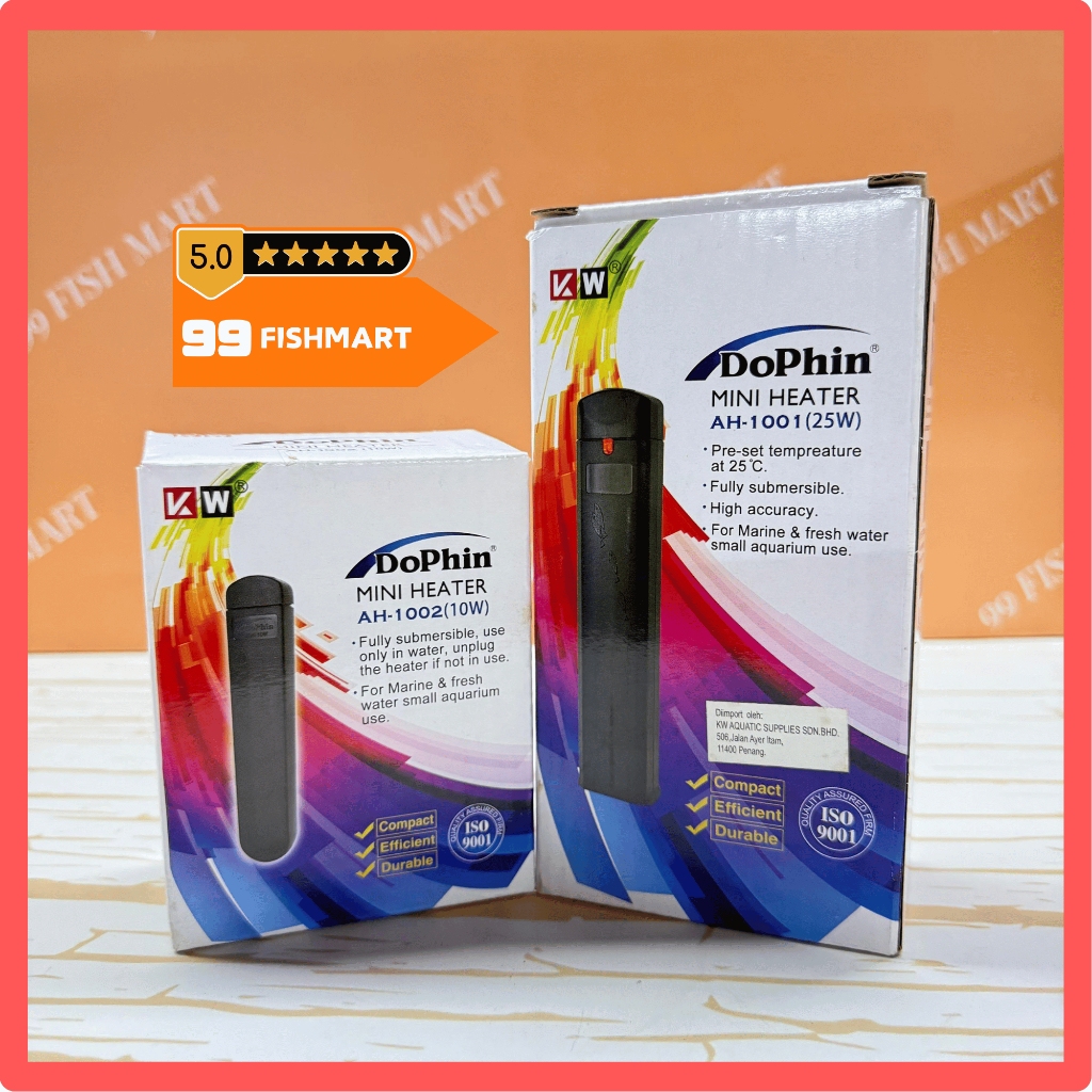 DOPHIN MINI HEATER AH-1001 AH-1002 (25/10W) FISH TANK AQUARIUM PEMANAS MINI AKUARIUM IKAN ...