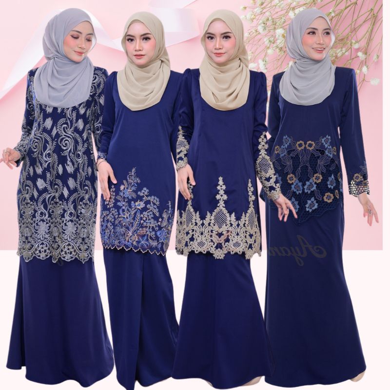 NAVYBLUE PLUS SIZE KURUNG / BAJU RAYA PLUS SIZE / BAJU RAYA 2025 / NAVY ...