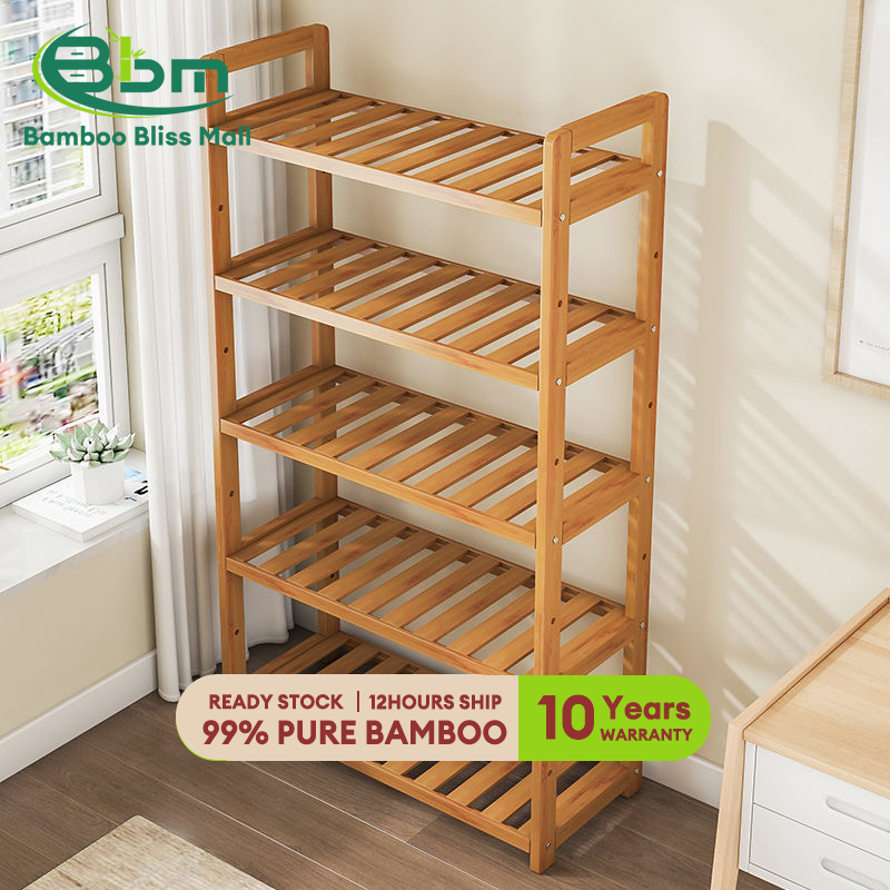 BBM Bamboo Rak Buku Desk Storage 3-5 Layers Bookshelf Rak Table ...