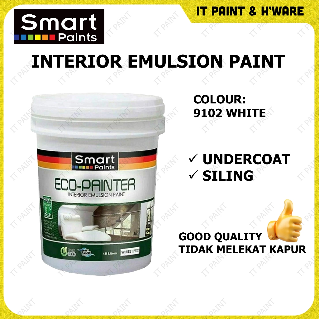 18 Liter Smart Paints ECO Painter Emulsion Paint for Interior Wall Finish White 9102 | Shopee ...