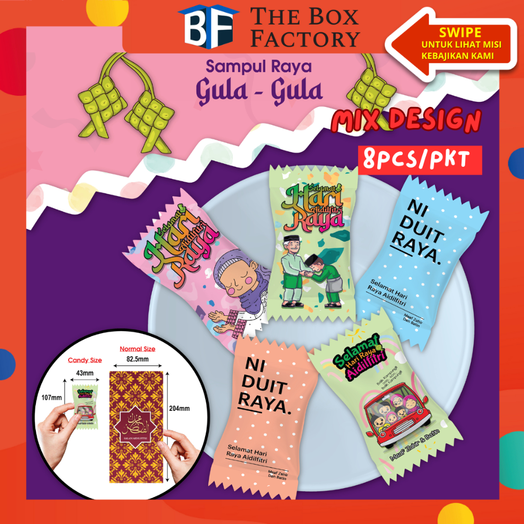 2025[8pcs/Pkt]Sampul Raya Gula SMALL SIZE Aidilfitri Kartun Angpau ...
