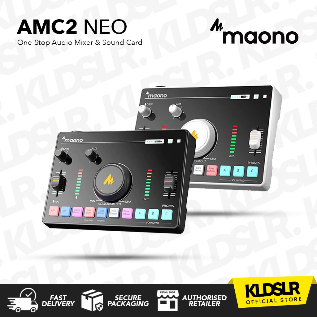 Maono AMC2 NEO Streaming Audio Mixer, Audio Interface with Pro-preamp ...