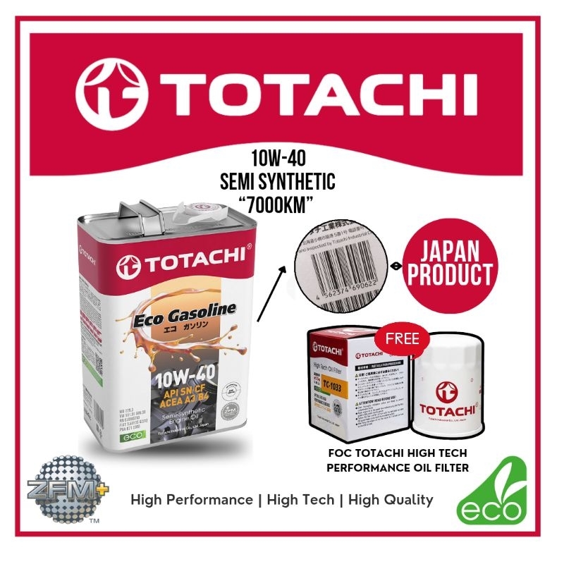ORIGINAL | TOTACHI JAPAN ENGINE OIL 10w40 ECO GASLINE Semi Synthetic ...