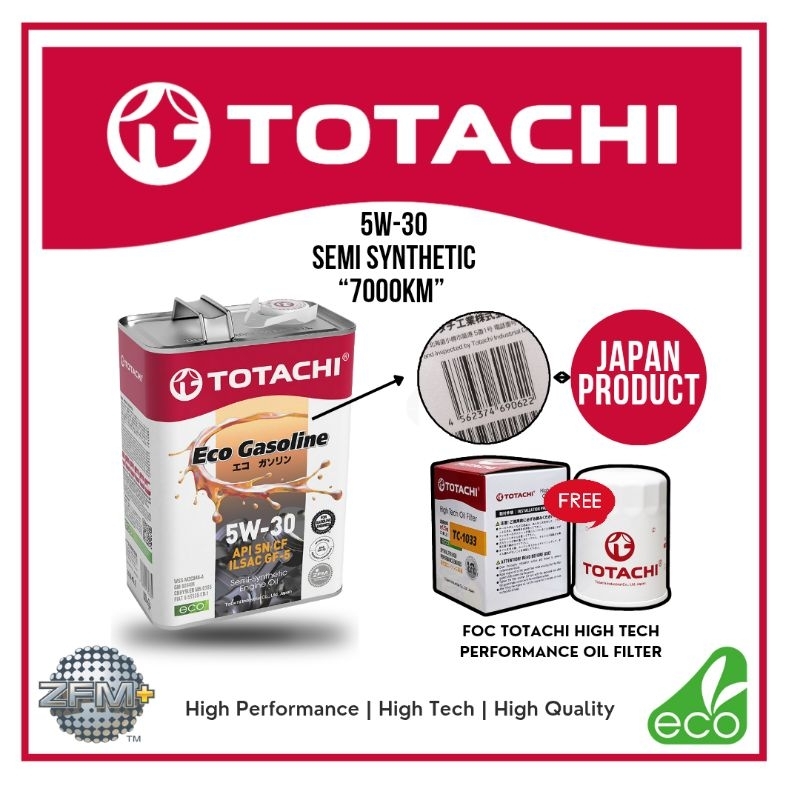 TOTACHI Japan Eco Gasline 5w30 Semi Synthetic Engine Oil Minyak Hitam ...