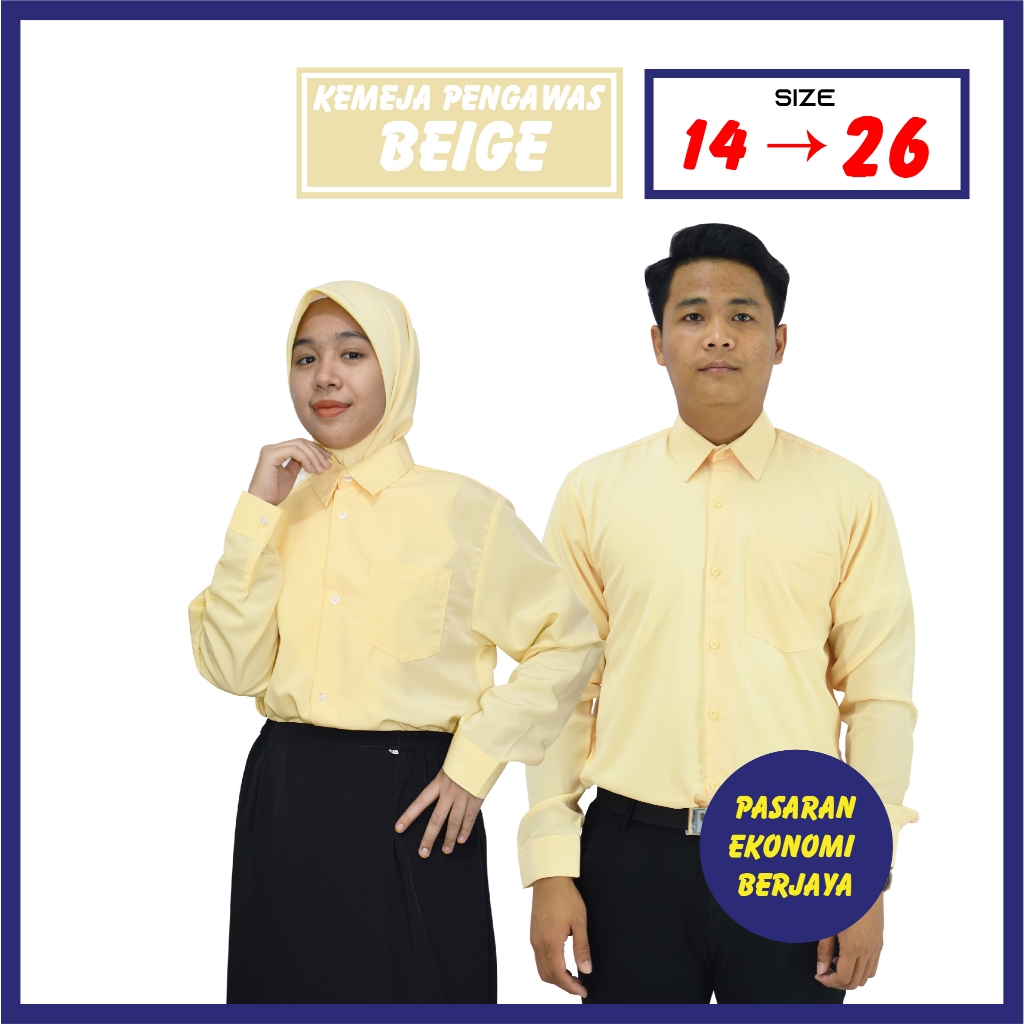 KEMEJA PENGAWAS KOSHIBO LICIN LENGAN PANJANG BEIGE MRSM / LONG SLEEVE ...