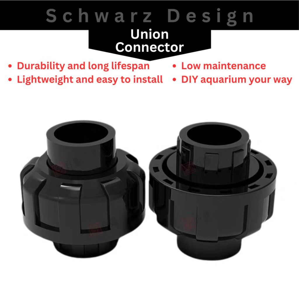 Black Sanking PVC Union Connector Joint for Water Pipe Aquarium Fish ...