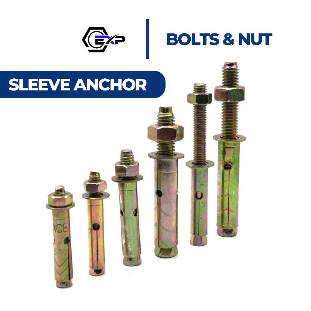 Exp (1PCS) Sleeve Anchor Wall Plug Heavy Duty Wall Plug Besi Metal Wall ...