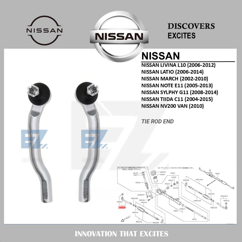 [2 IN 1] - STEERING RACK TIE ROD END NISSAN LIVINA L10 LATIO MARCH NOTE ...
