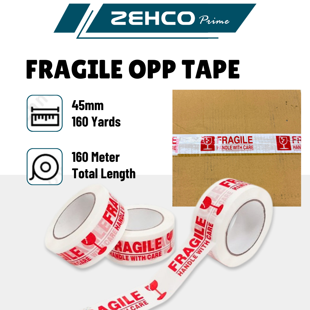 Fragile OPP Tape 45mm x 160 Yards (160 Meter) Clear Fragile Tape【1pcs】 | Shopee Malaysia