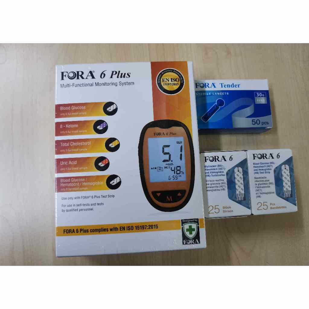 FORA 6 PLUS MULTI-FUNCTIONAL MONITORING SYSTEM BG/HCT/HB GLUCOSE TEST ...