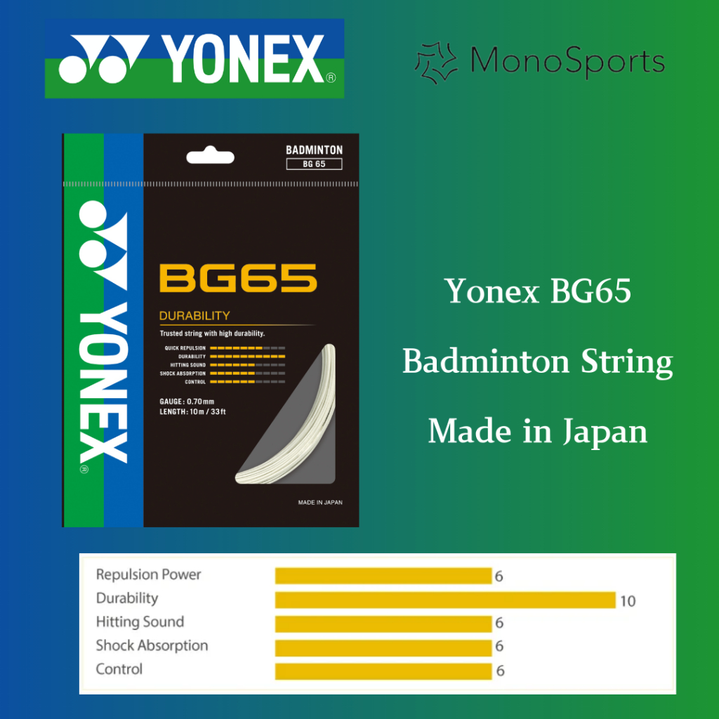 Monosports Yonex BG65 Badminton String Made in Japan | Shopee Malaysia