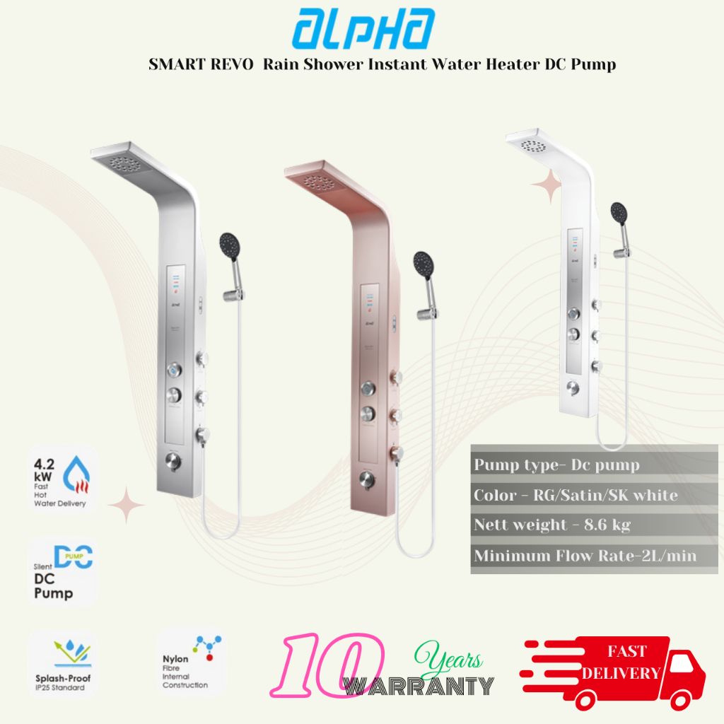 ALPHA SMART REVO i Rain Shower Instant Water Heater DC Pump 2025 BEST HEATER | Shopee Malaysia