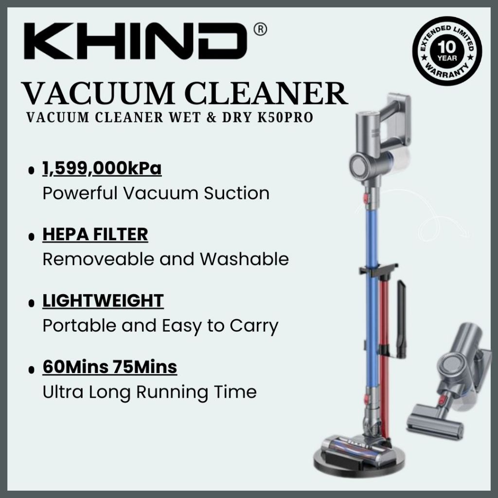 KHIND Vacuum Cleaner Wet And Dry K50 Pro Cordless Vacum Cleaner Vacum ...
