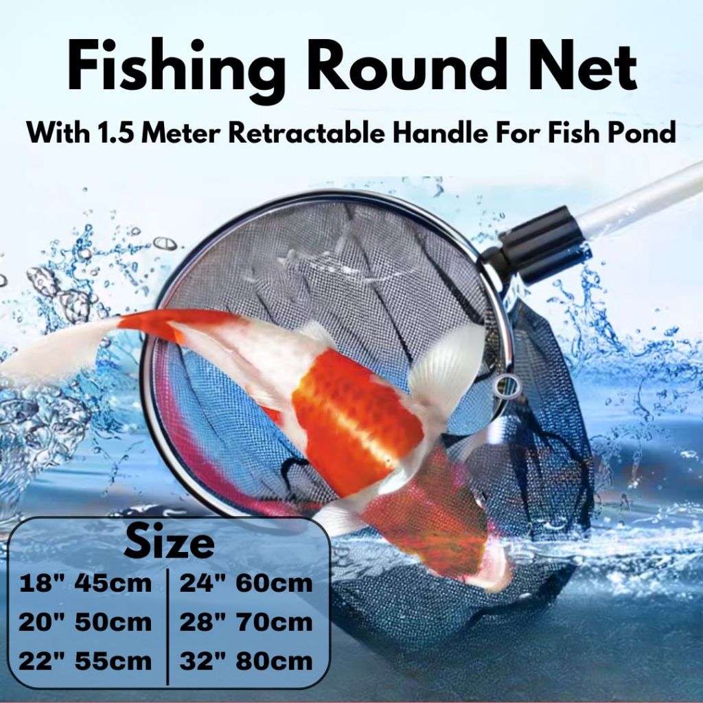 Fishing Round Net With 1.5 Meter Retractable Handle For Fish Pond (18 ...