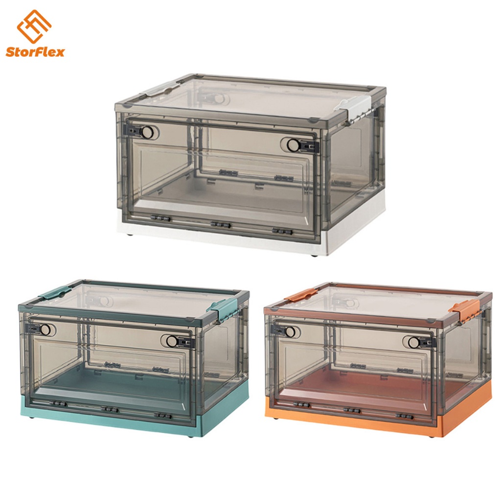 Storage Box with Lid 120L Large Capacity Stackable Plastic Organizer ...