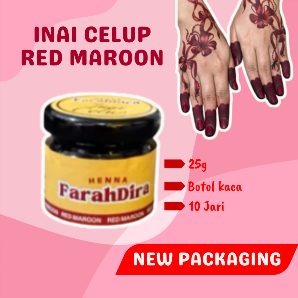 1 Bekas Inai Celup Red Maroon 10 Jari 25g Henna Untuk Tunang Nikah ...