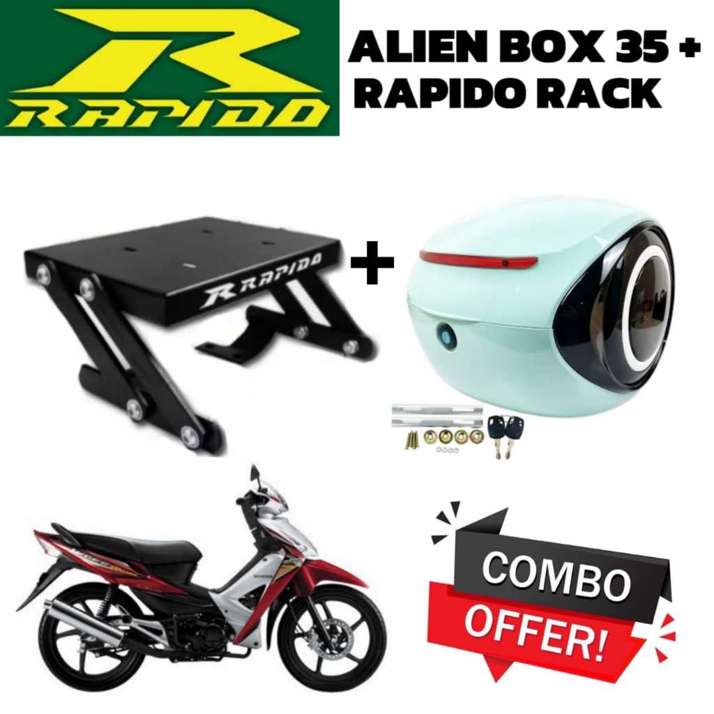 COMBO SET TOPBOX ALIEN SIPUT 35L COMBO SET MONORACK RAPIDO HONDA WAVE ...