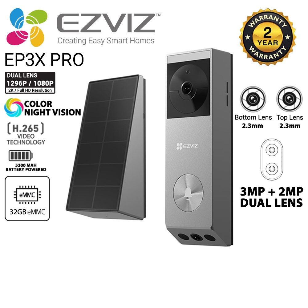 EZVIZ EP3x Pro 2K 3MP Full HD 1080P Two Way Talk Waterproof Battery ...