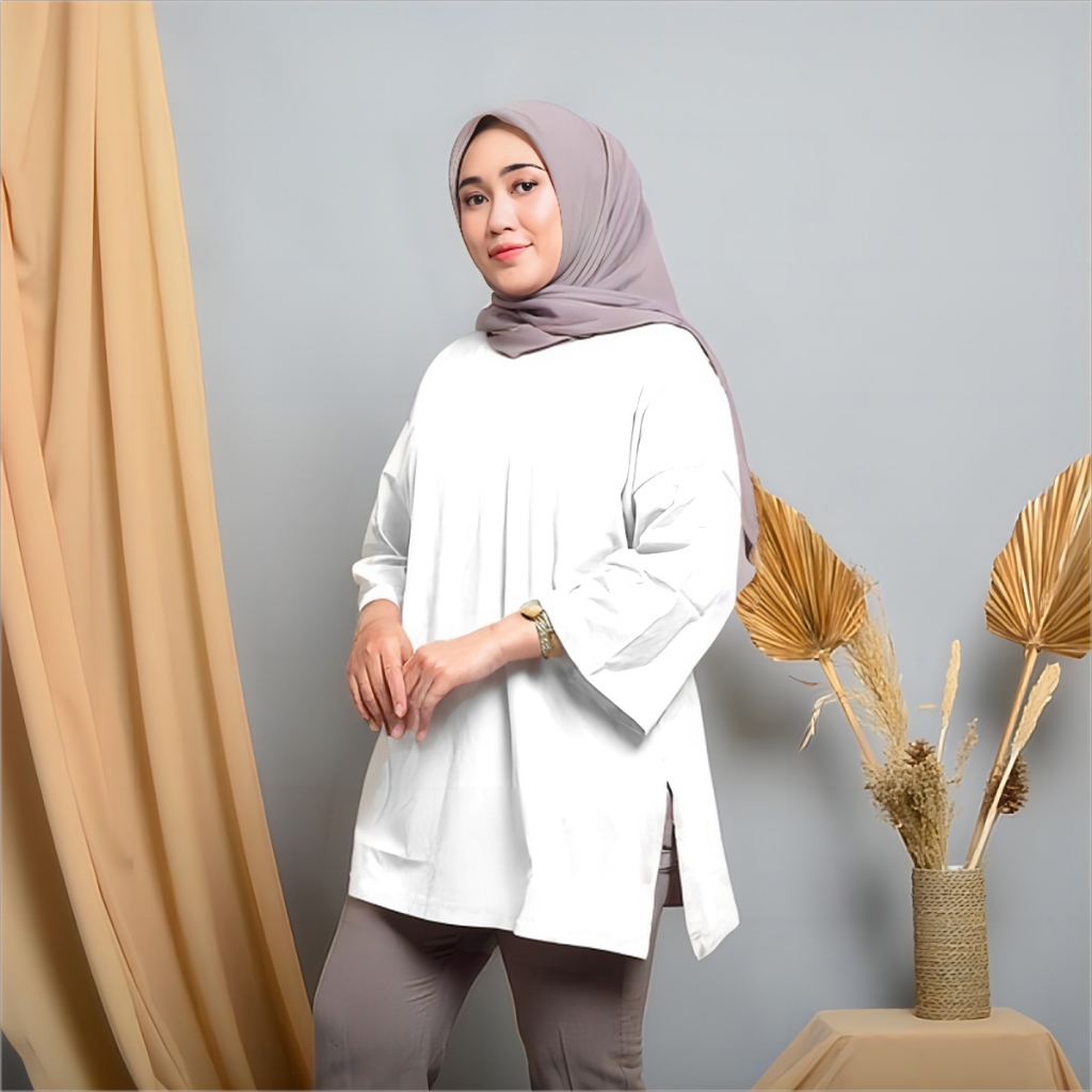 Muslimah Baggy Blouse 3/4 Sleeve Baju Perempuan Style Blause Labuh ...