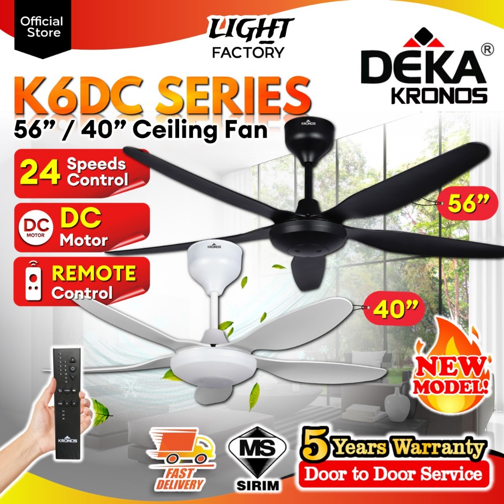 DEKA KRONOS K6DC 56" / K6DC BABY 40" Ceiling Fan with Remote Control 5 ...