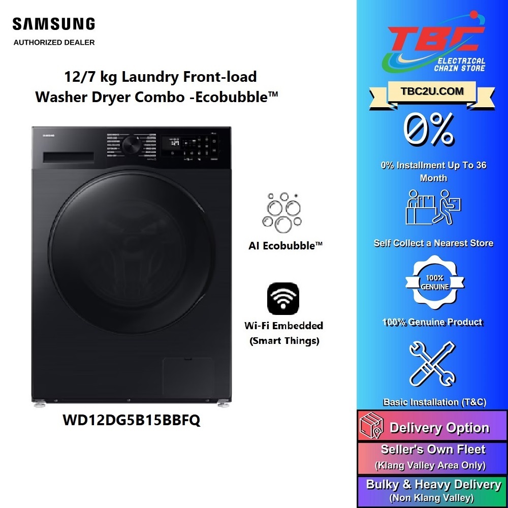 SAMSUNG 12/7 kg Laundry Front-load Washer Dryer Combo -Ecobubble ...