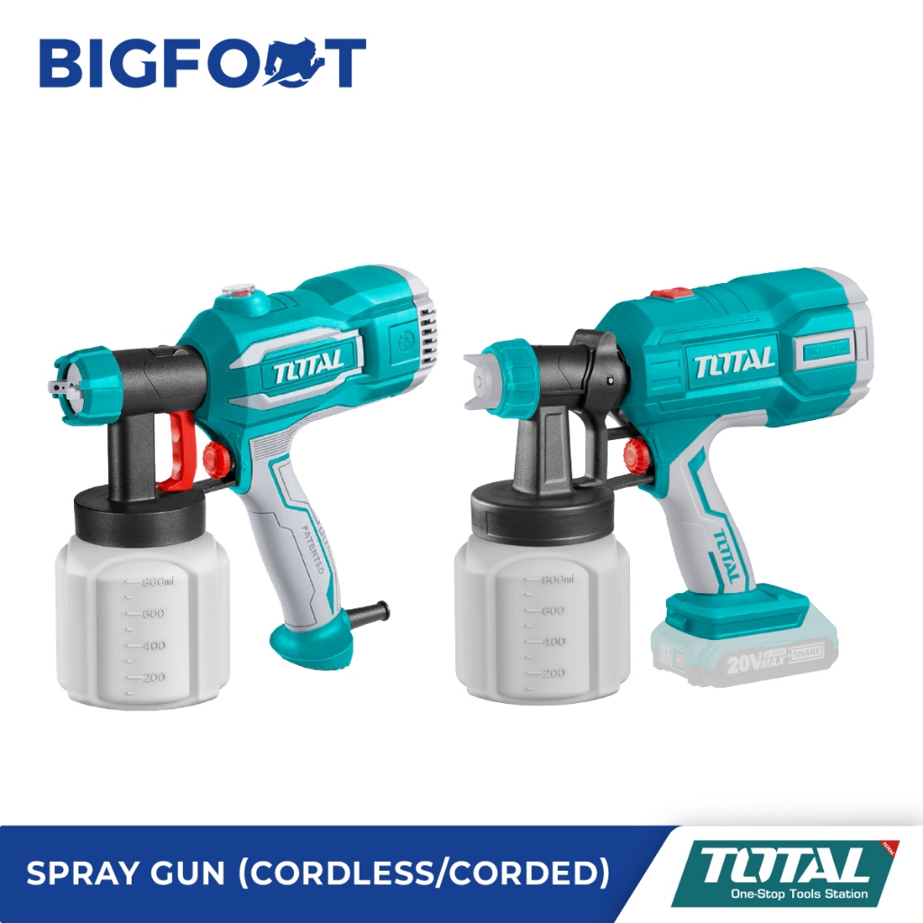 Total 450W Corded Spray Gun & 20V Cordless Spray Gun TT3506 & TSGLI2001 ...