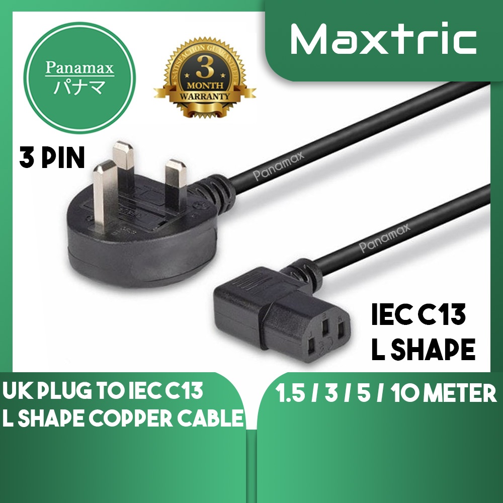 Panamax High Quality IEC 3 Pin with Fuse L SHAPE C13 UK PLUG Computer ...