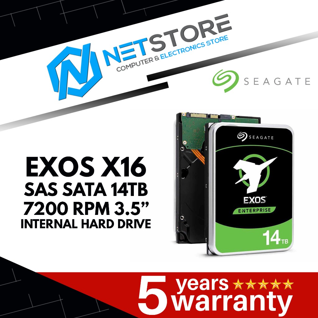 SEAGATE EXOS X16 SAS SATA 14TB 7200 RPM 3.5" INTERNAL HARD DRIVE ...