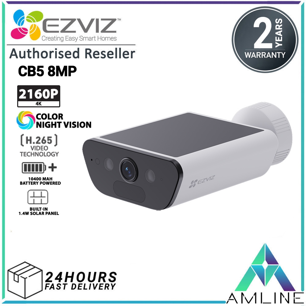 Ezviz CB5 8MP Smart Home CCTV Camera 4K Two Way Talk Built-in Solar ...