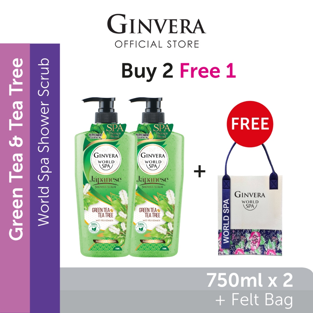 [Free Felt Bag] Ginvera World Spa Japanese Shower Scrub - Green Tea ...