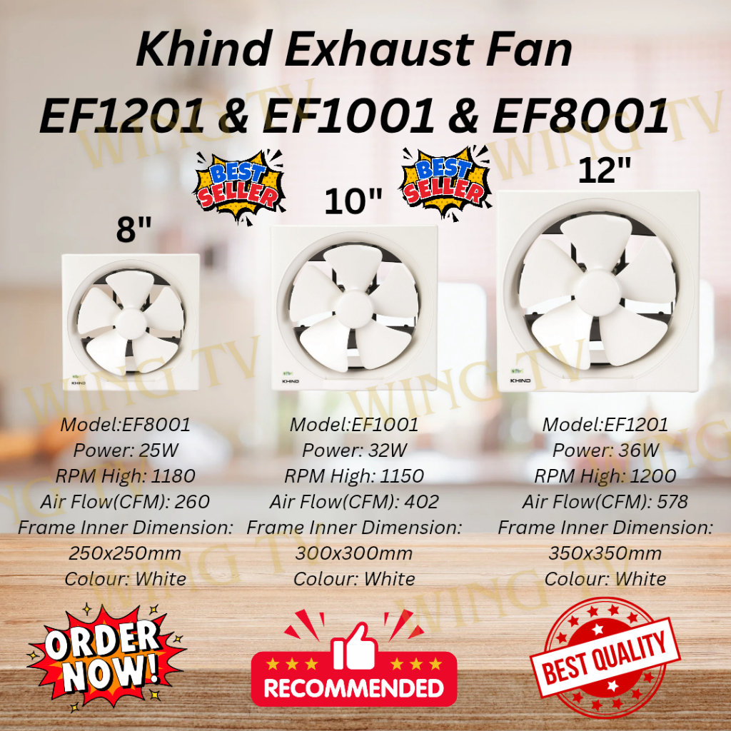 Khind Exhaust Fan EF8001 & EF1001 & EF1201(KIPAS EKZOS MURAH) | Shopee ...
