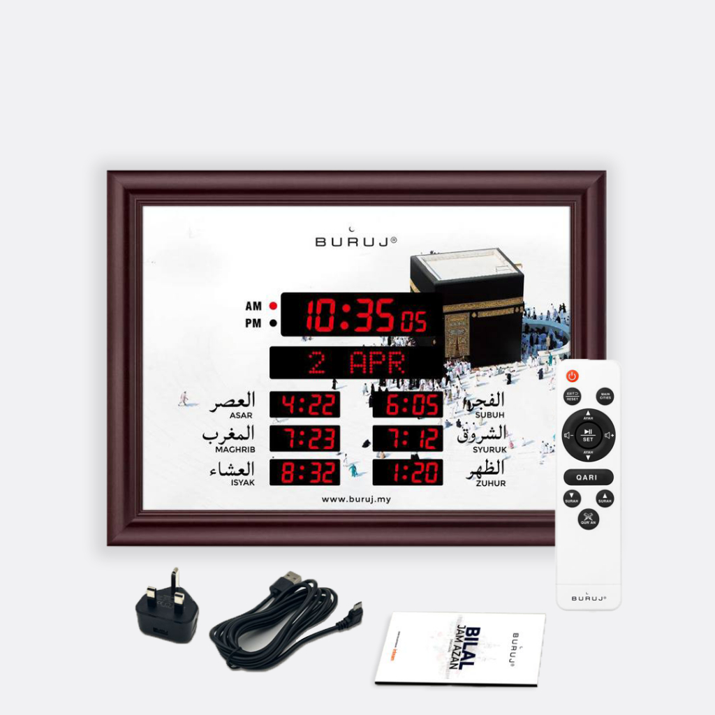 [ORIGINAL] BURUJ Bilal Jam Azan Digital Jam Waktu Solat Jam Dinding ...