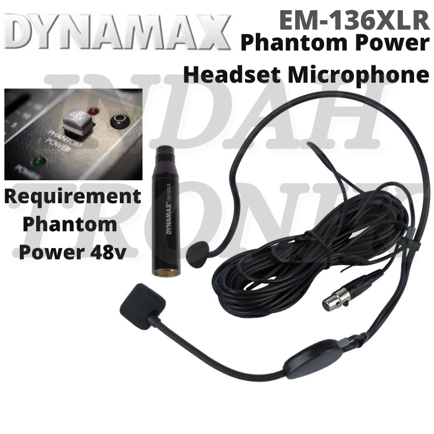 DYNAMAX EM136XLR Headset Microphone with Phantom Power Adaptor[Mikrofon ...