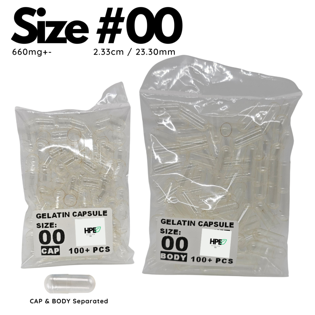 HPE Kapsul Kosong HALAL Size 00 (100pcs) 空胶囊 / Empty Gelatin Capsule ...