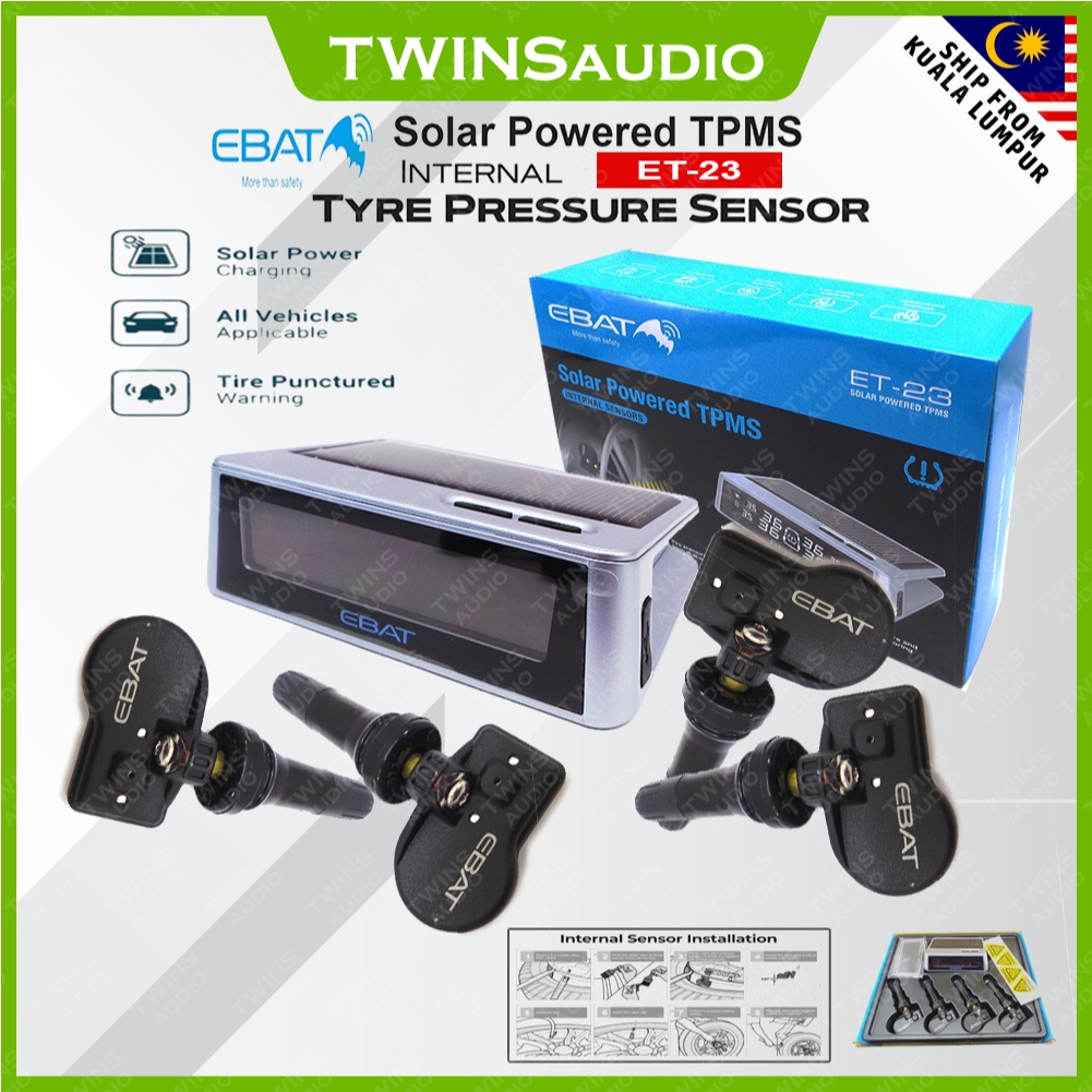 EBAT External TPMS Tire Pressure Solar Powered System Temperature ...