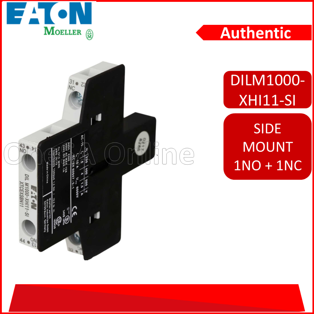 EATON MOELLER AUX CONTACT SIDE MOUNT 1NO+1NC FOR CONTACTOR DILM40 ...