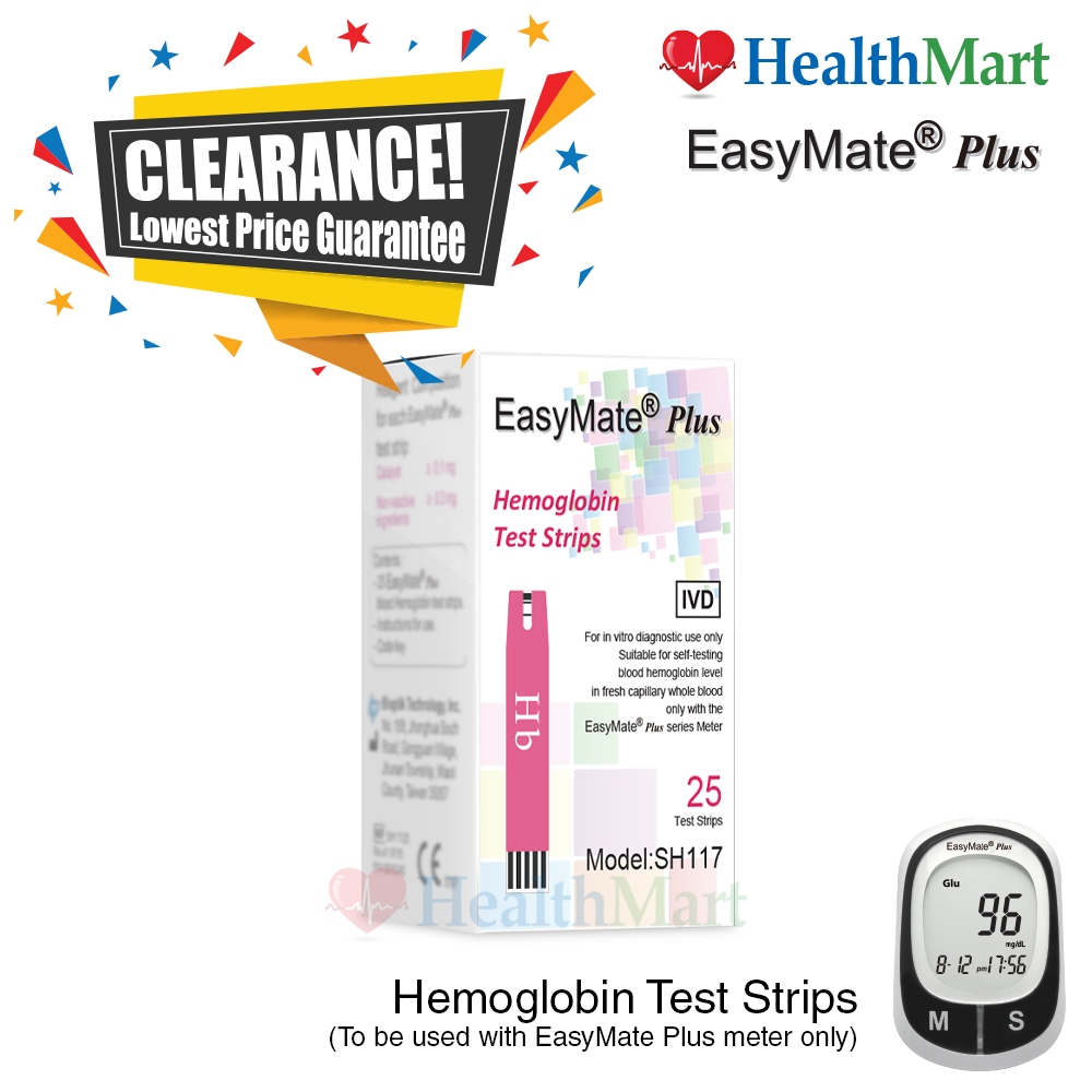 (CLEARANCE!!!) EasyMate Plus Hemoglobin Test Strips 25's (Expiry:09/ ...