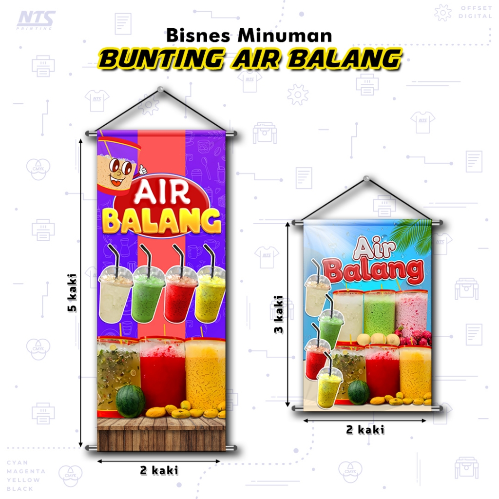 🧋READY DESIGN🧋 Bunting Bisnes Air Balang - Tebal / Kalis Air / Tahan ...