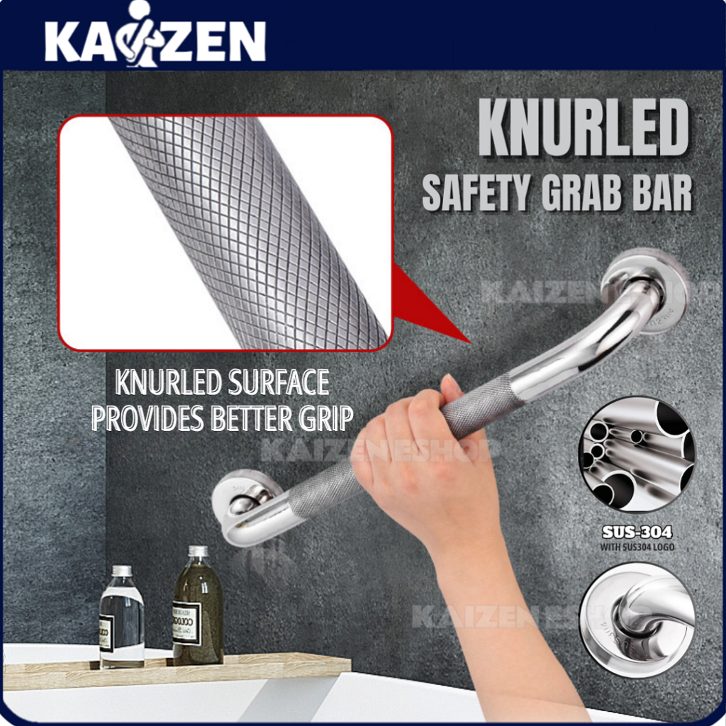 Knurled Grab Bar Stainless Steel Handrail Bathroom Elderly Handle ...