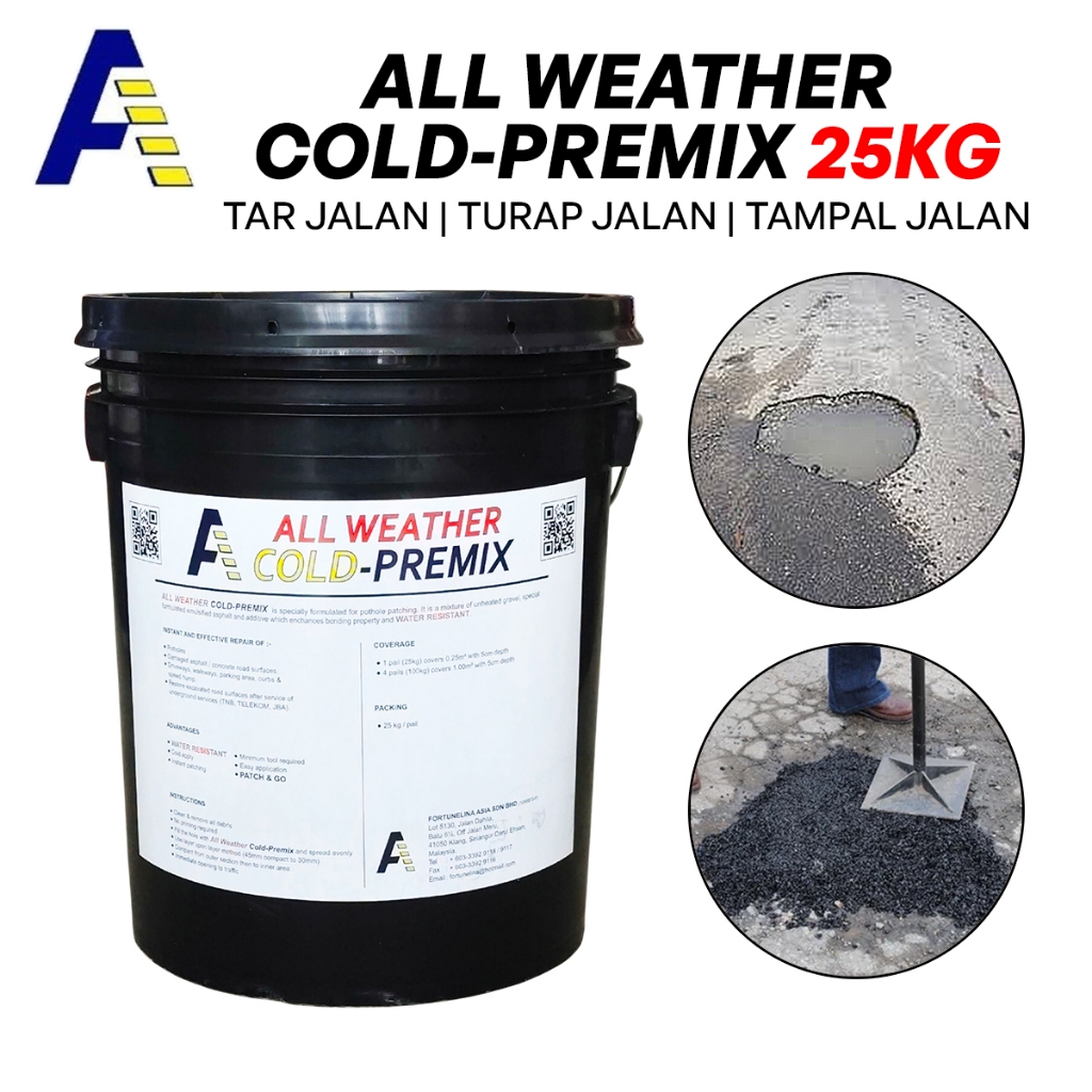 Semua Cuaca Sejuk Premix Tar Plaster Jalan 25KG/Pail Plaster Road ...