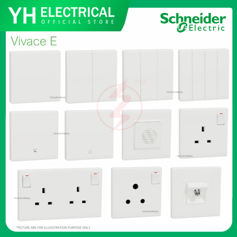Schneider Vivace E White Switches & Sockets / 13A Switch Socket / Water ...