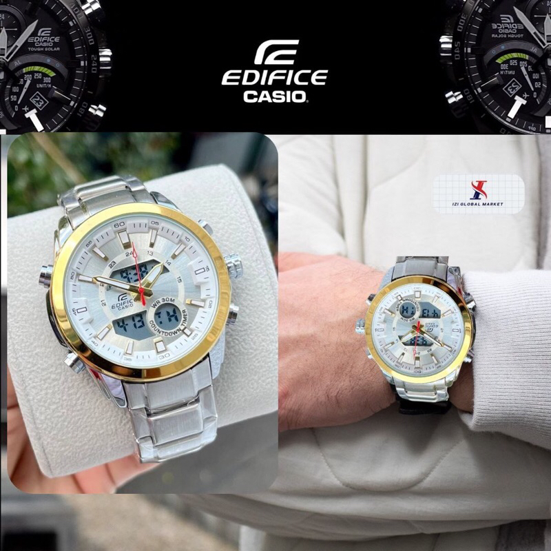 CASIO EDIFICE Men’s Luxury Watch - Sleek Metal Design, Dual Digital & Analog Display, Countdown ...