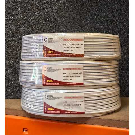 pvc cable 2 core twin flat blue white wire / wayar biru putih cable ...