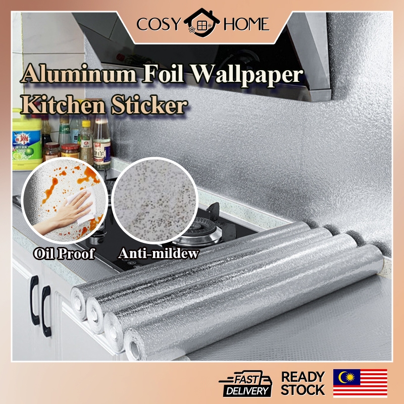 Kitchen Sticker Aluminum Foil Wall Paper Anti-mildew Oil proof ...