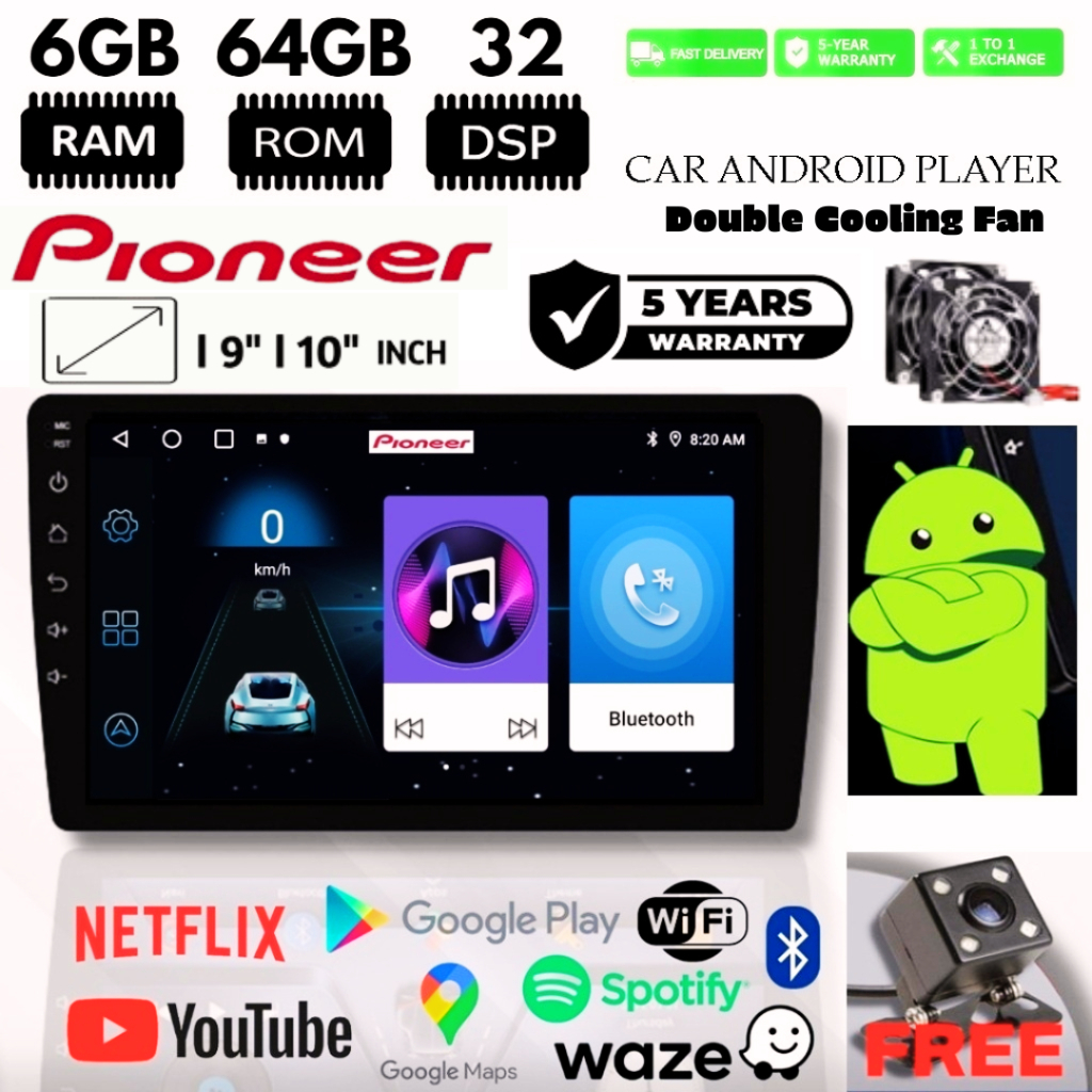💥With Cooling System💥 [6GB RAM+64GB ROM] Pioneer Android Player 9"10 ...