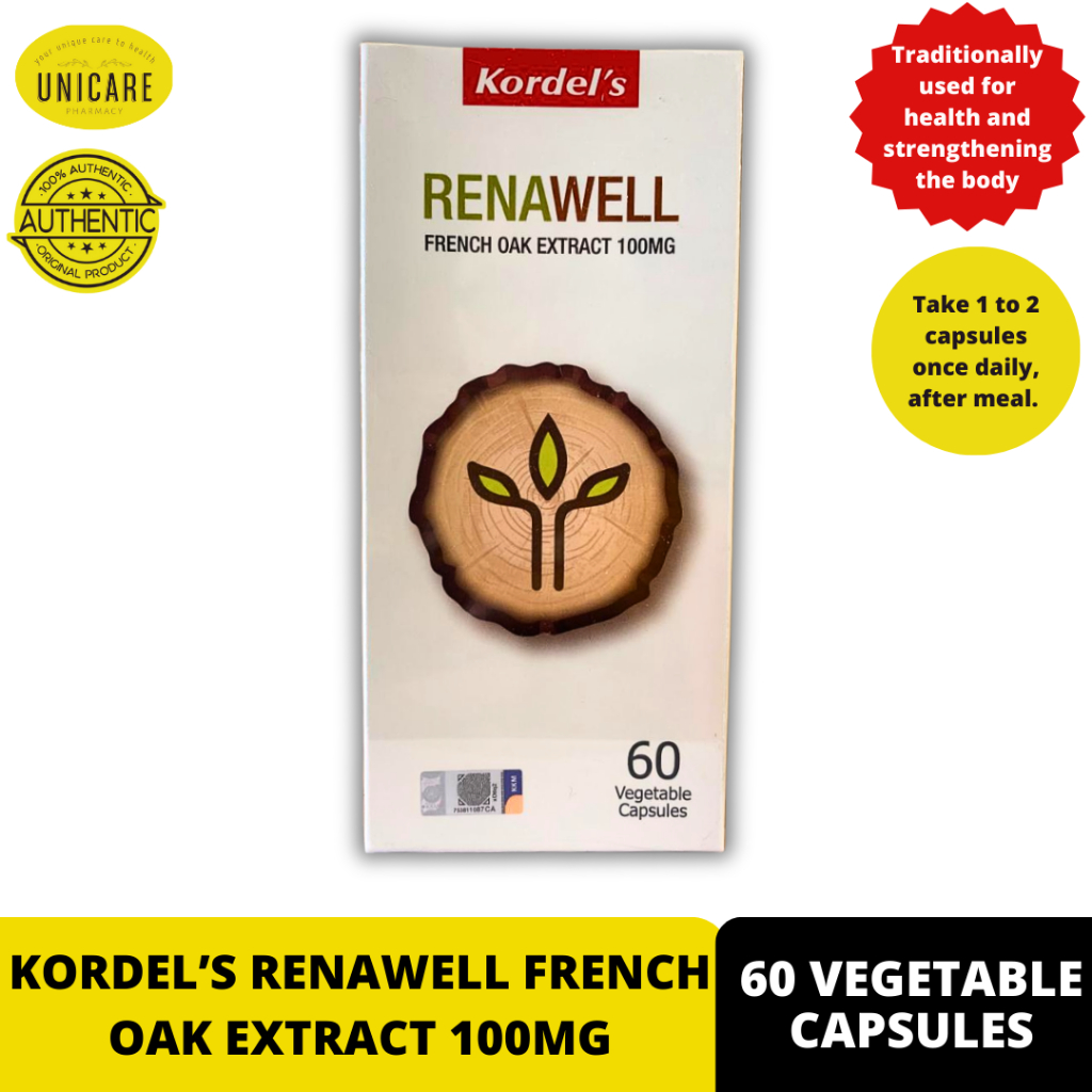 KORDEL’S RENAWELL FRENCH OAK EXTRACT 100MG 60 VEGETABLE CAPSULES ...